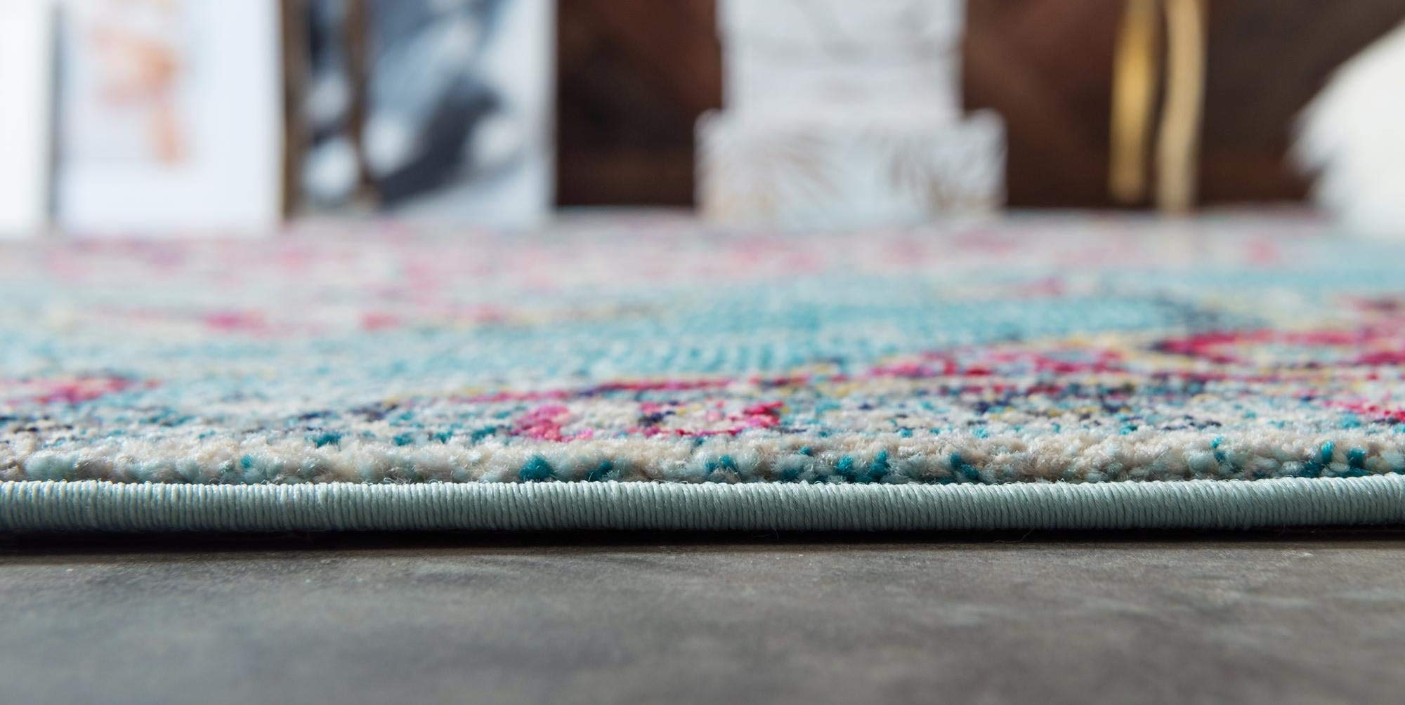 Rugs.com Fleur Collection Rug β 3' x 5' Light Blue Medium-Pile Rug Perfect for Entryways, Kitchens, Breakfast Nooks, Accent Pieces
