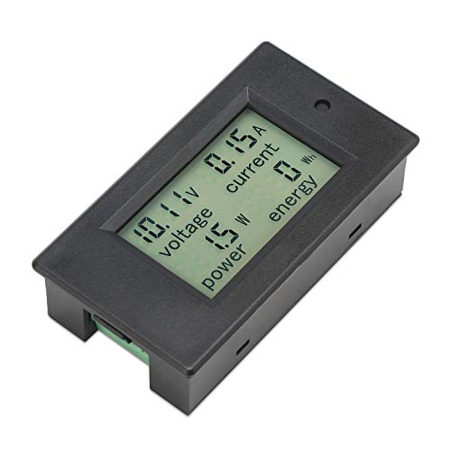 DROK® Small Digital Multimeter, DC 6.5-100V 50A Voltage Amperage Power Energy Meter DC Volt Amp Tester Watt Meter Gauge Monitor LCD Digital Display with Blue Backlight with 50A/75mV Shunt
