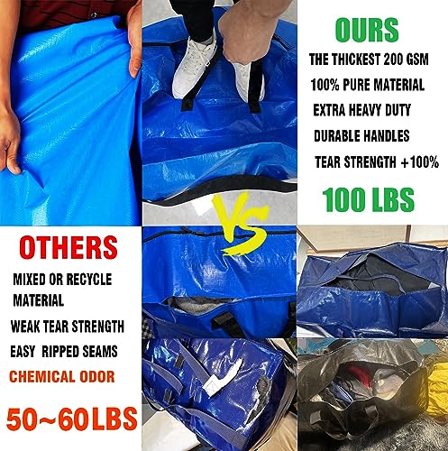 SGPAC Moving Bags Heavy Duty Extra Large with Backpack Straps,Extra Thick Storage Totes with Reinforced Handles for Space Saving,Moving Supplies & Moving Essentials,Alternative to Moving Box,8 Packs