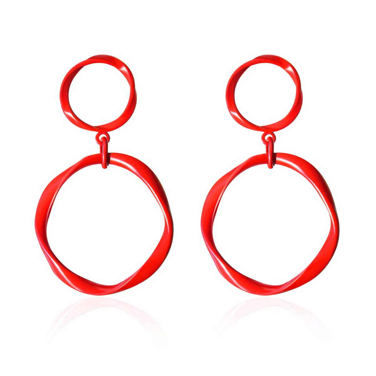 D EXCEED Womens 4 Pairs Dangle Drop Earrings Fashion Geo Shaped Twist Wave Dangling Earrings Lightweight Linear Design Dangle Earrings Sets for Women Girls