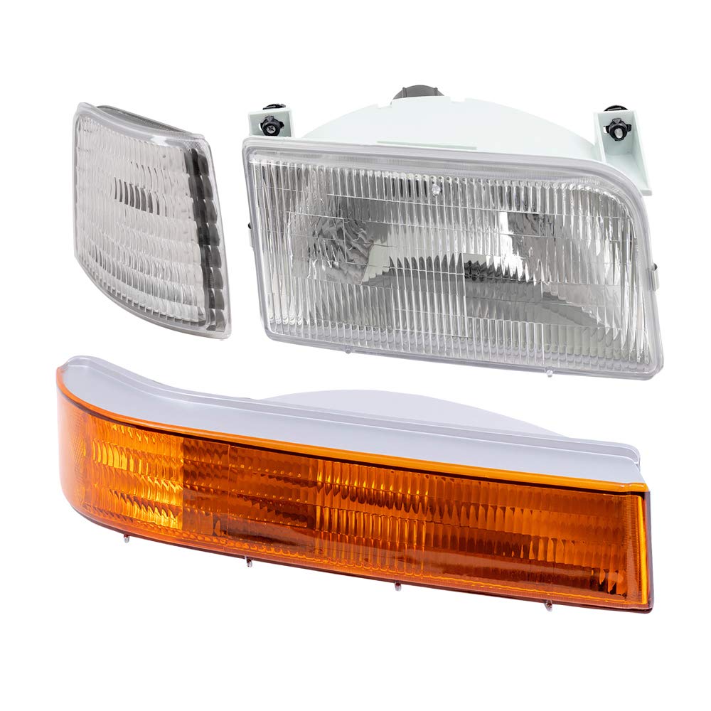 Brock Replacement 6 Piece Set Headlights, Corner and Side Park Signal Lights Compatible with F2TZ13008B F2TZ13008A F2TZ15A201D F2TZ15A201C