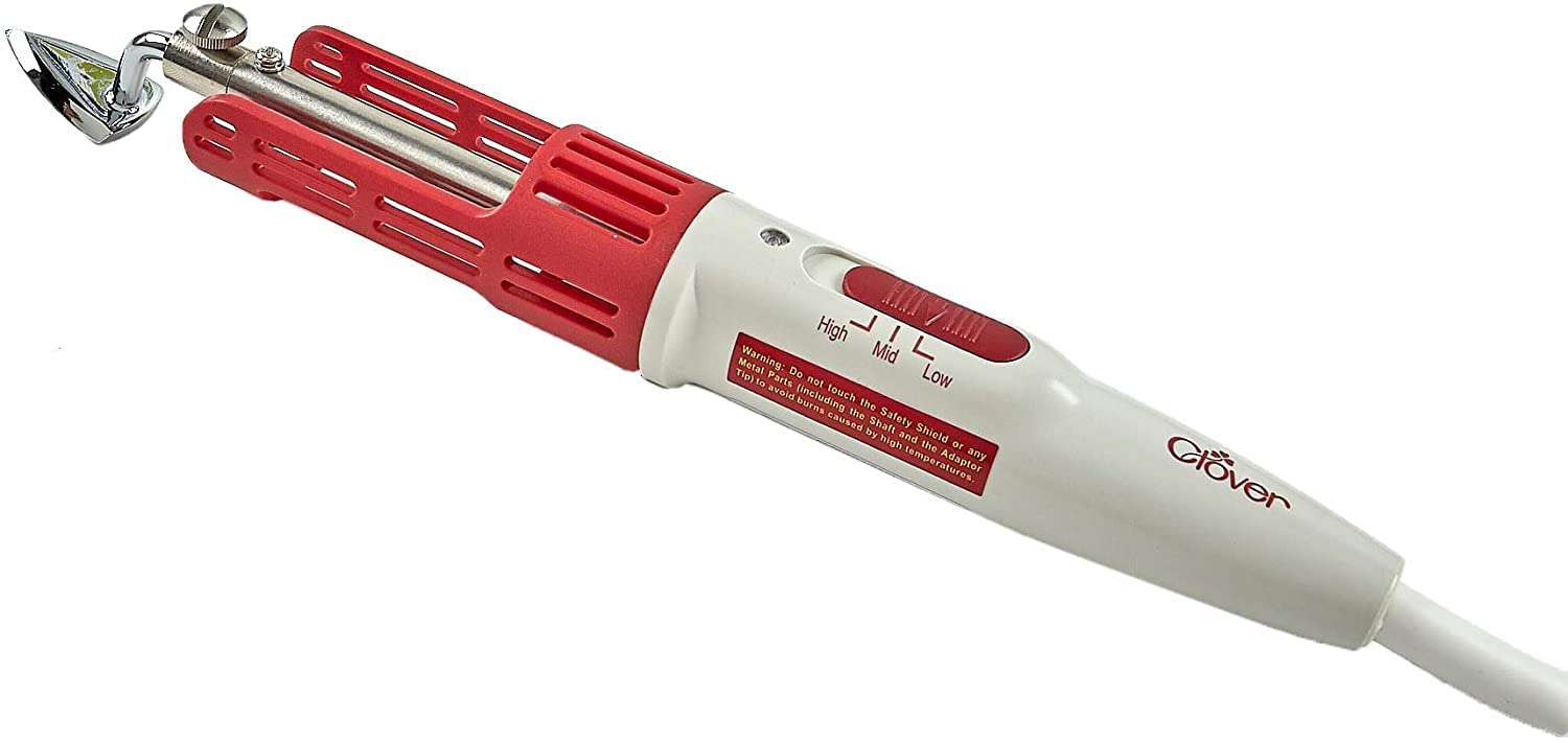 Clover Mini Iron II "The Adapter Set" with 5 Interchangeable Tips and Hot Hem Ruler Bundle for Sewing, Press Ironing, Quilting & Floral & Paper Crafting