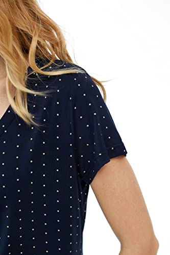 Joyaria Womens Capri Bamboo Pajamas Capri Pjs Set Night Sweats Short Sleeve Sleepwear Hot Flashes(Navy Polka Dot,XXL)
