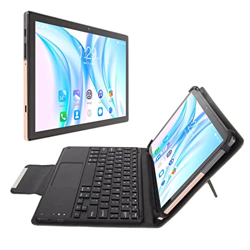 BROLEO 10.1 Inch Tablet Dual Camera 100-240V Gold 8GB RAM 256GB ROM Support FHD Tablet 5G WiFi 2 in 1 for Reading (US Plug)