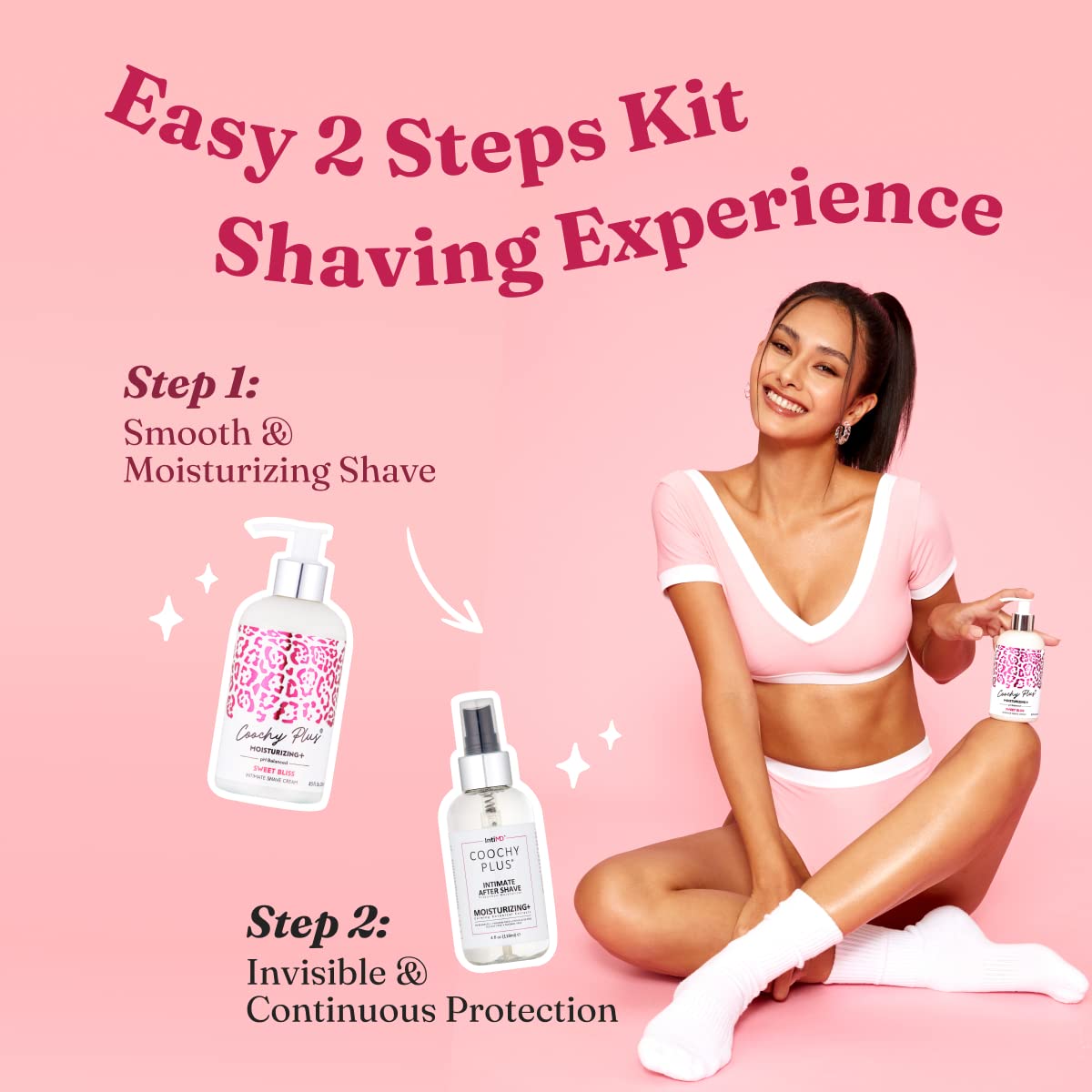 Coochy Plus Intimate Shaving Complete Kit - SWEET BLISS & Organic After Shave Protection Soothing Moisturizer Mist β Antioxidant Formula Prevents Razor Burns, Itchiness & Ingrown Hairs