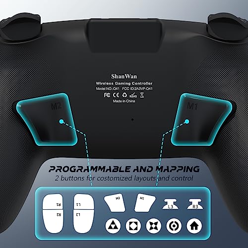 ShanWan Wireless Controller for ps4/PS4 Silm/PS4 pro. Wireless Remote Gamepad Compatible with iOS/PC/Android. Built-in 600mAh Battery with Double Shock/3.5 mm Audio jack/6-axis Motion Sensor/Programmable Back Buttons(black)