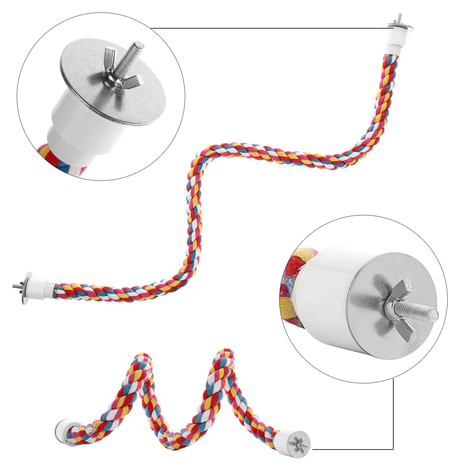 Jusney Bird Rope Perches,Parrot Toys 41 inches Rope Bungee Bird Toy (41 inches)[1 Pack]