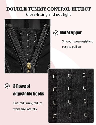 SHAPSHE Waist Trainer for Women, Tummy Control Sports Girdle, Workout Body Shaper with Adjustable Shoulder Strap Black