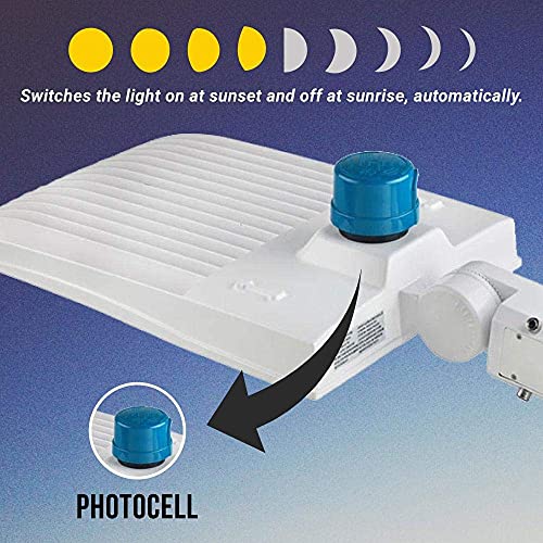 LEDMyplace 150W LED Pole Light with Photocell 5700K Universal Mount White AC120-277V Commercial Parking Lot Lights