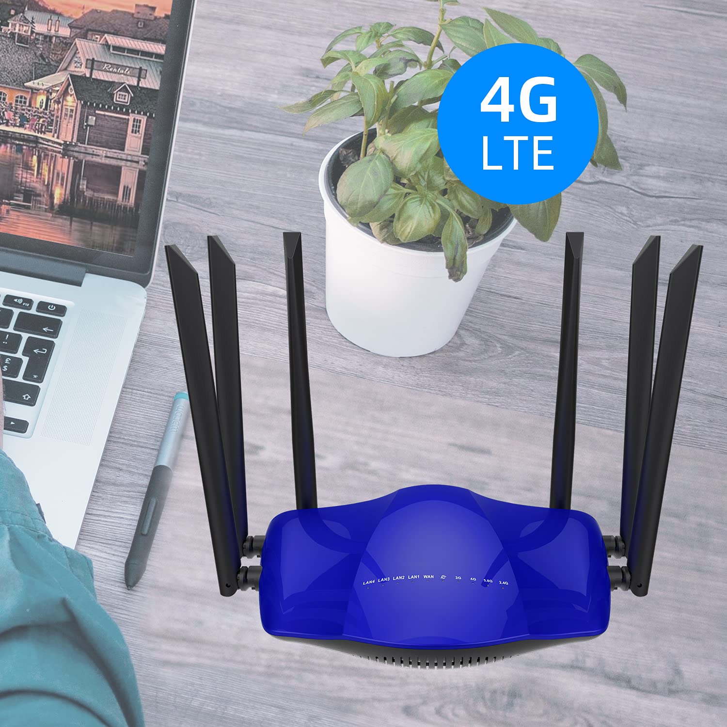 Dionlink 1200Mbps AC1200 Dual Band Unlocked 4G LTE Modem Router with SIM Card Slot -Wireless WiFi Mobile Hotspot, LTE Cat4, EC25-AF Qualcomm, 5dBi High Gain Antennas, Support T-Mobile AT&T (6 Antenna)