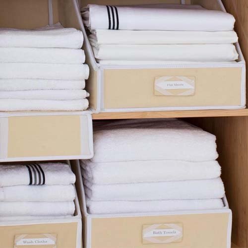 Great Useful Stuff Linen Closet Storage: Organize Bins For Sheets, Blankets, Towels, Wash Cloths, Bedding Sets, Duvet Covers, Pillowcases and more. 100% Brushed Cotton Twill (Small, Cream)