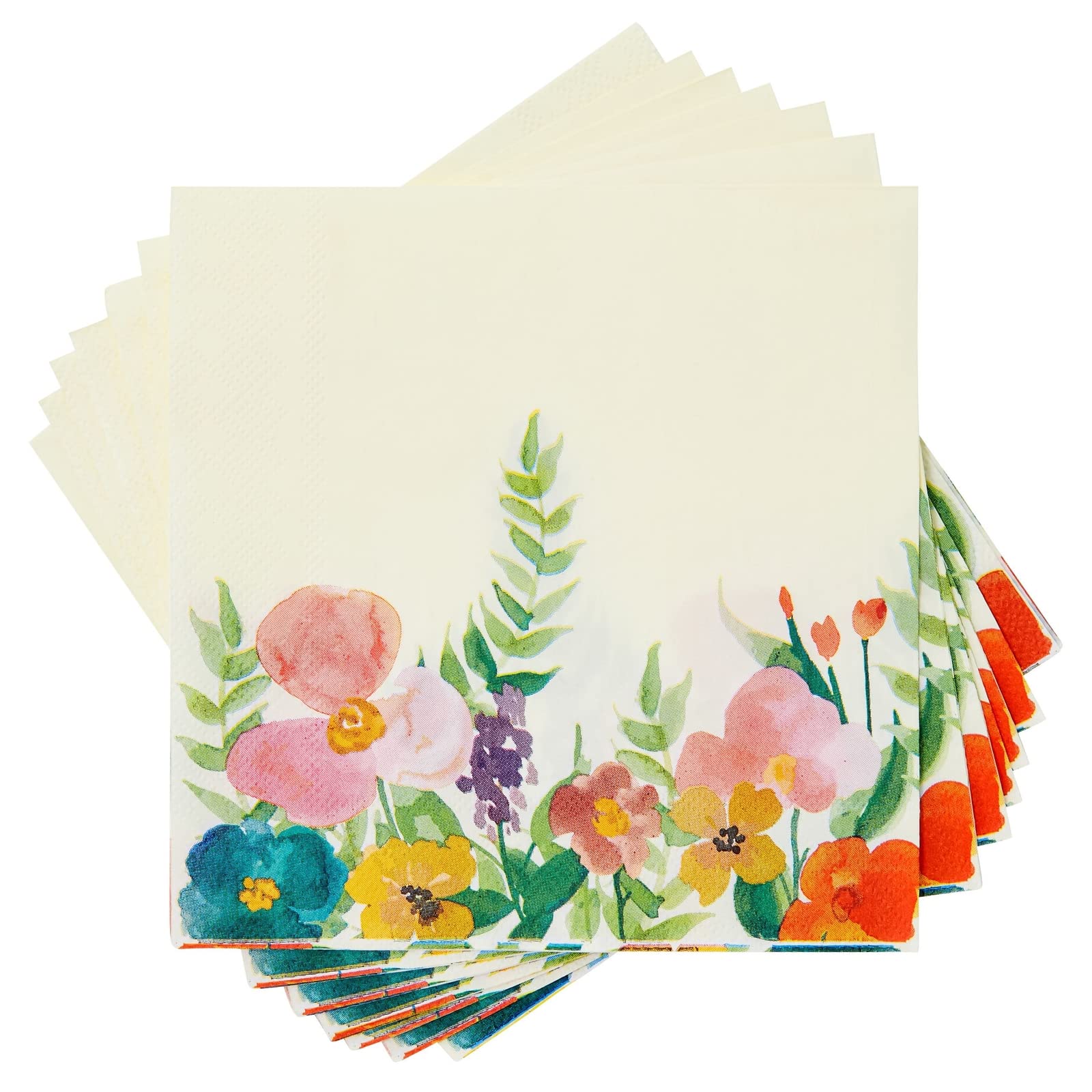 Juvale 100 Pack Vintage Style Disposable Floral Paper Napkins, 2-Ply, 6.5x6.5β, Napkins for Garden Bridal Shower, Tea Party, & Wedding
