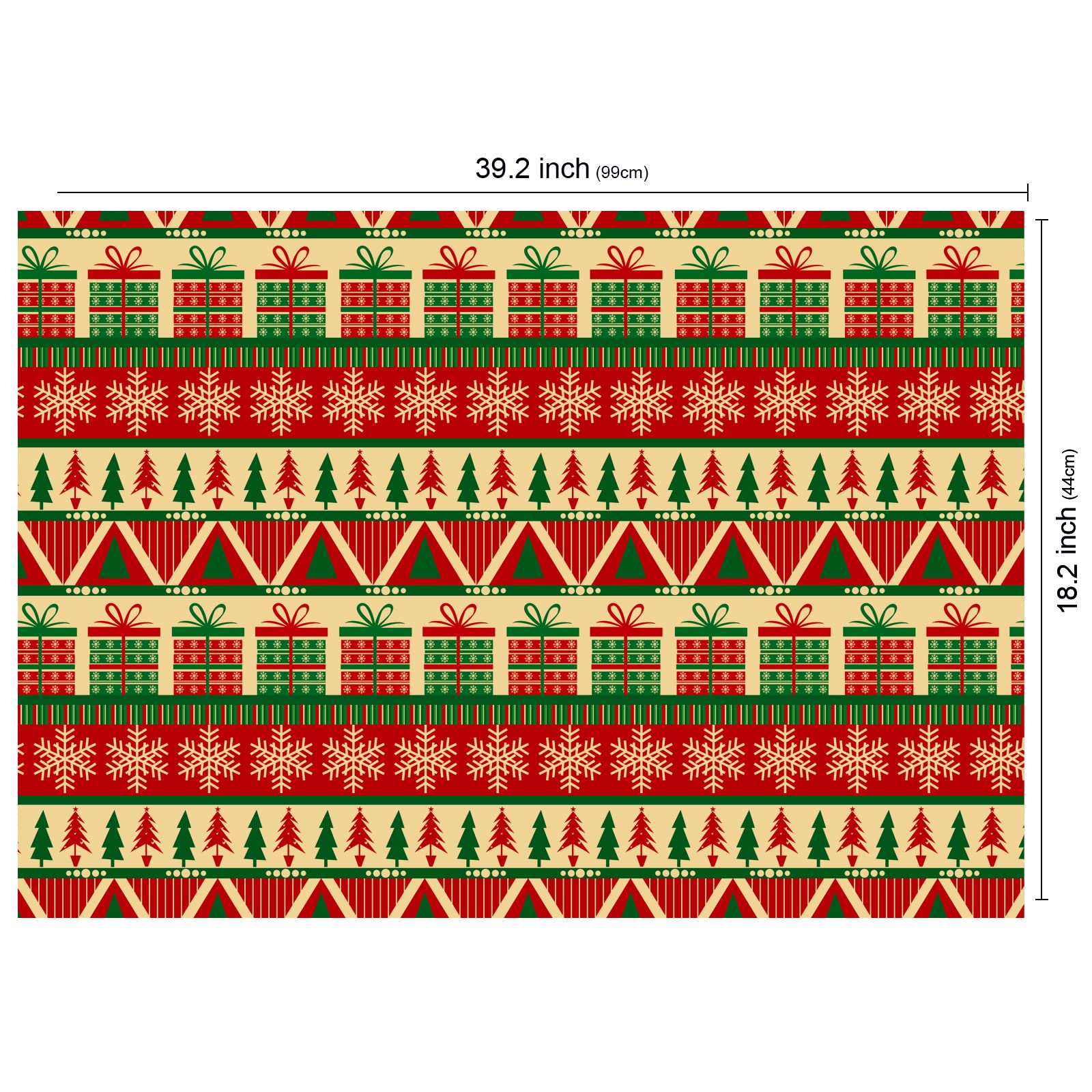 Bromwic Christmas Gift Wrapping Paper Roll, 6 Pack 39 Inch X 18 Inch Per Sheet Different Print Design Wrap Paper for Birthday, Wedding, Baby Shower(Red)