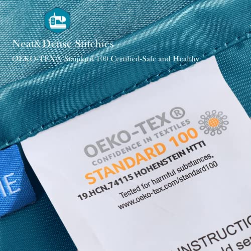 King Satin Pillowcase for Hair and Skin, King Silk Pillowcase 2 Pack, King Size Silk Pillowcase Set of 2 with Envelope Closure, Teal 20x36 inches & 2 Scrunchies by CJ&J HOME