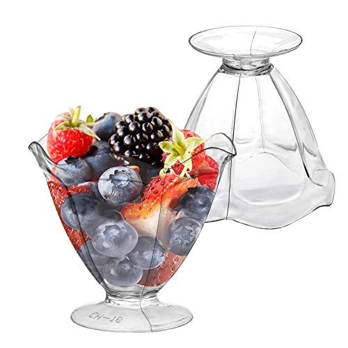 Dicunoy 50 Pack Dessert Cups with Spoons, 3.5 oz Disposable Plastic Mini Dessert Shooter Cups, Clear Parfait Appetizer Tasting Cups for Ice Cream, Mousse, Pudding, Wedding, Picnic, Party
