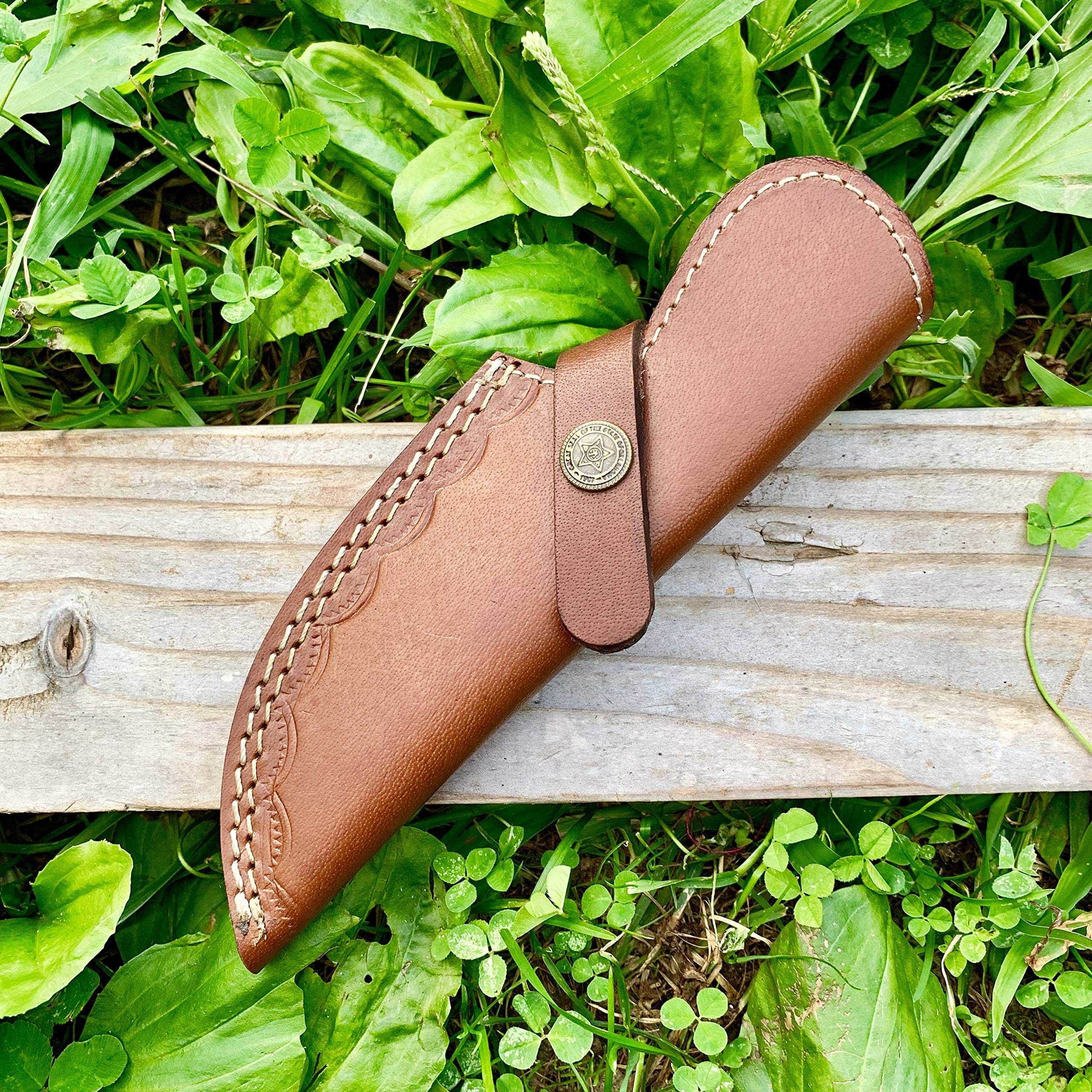 FVLFIL 8" long custom handmade leather sheath fits up to 4"-4.5" cutting blade knife