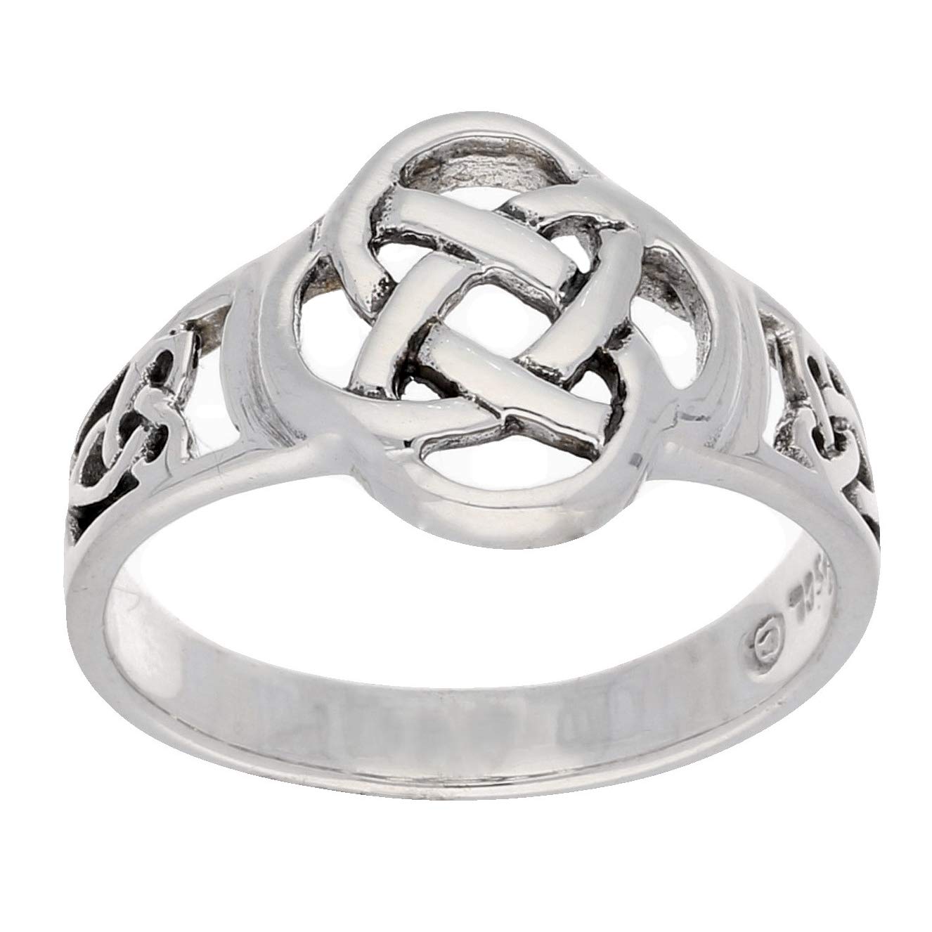 Celtic Triquetra Trinity and Flower Knot Eternity Sterling Silver Ring Size 10(Sizes 4,5,6,7,8,9,10,11)