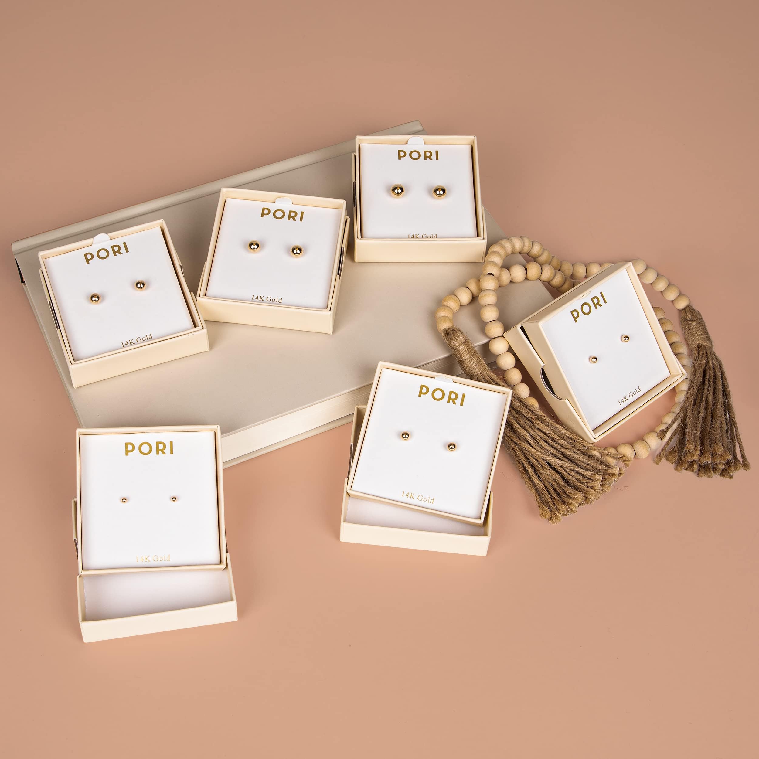 Pori Jewelers Premium 14K Yellow Gold 8MM Ball Stud Earrings - Butterfly Backings