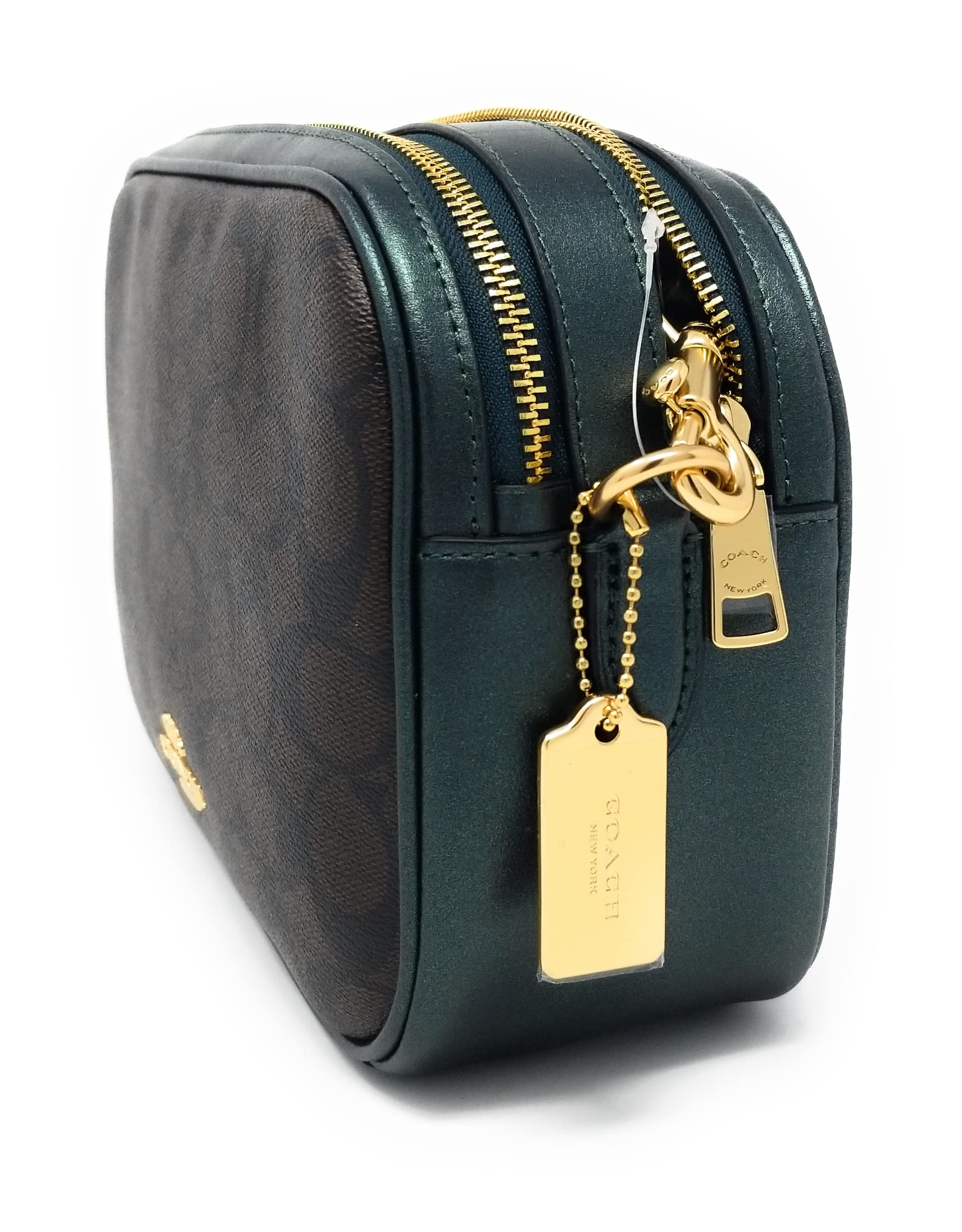 Coach Women's Jes Crossbody Bag (Signature Canvas - Leather - Brown/Metallic Ivy)