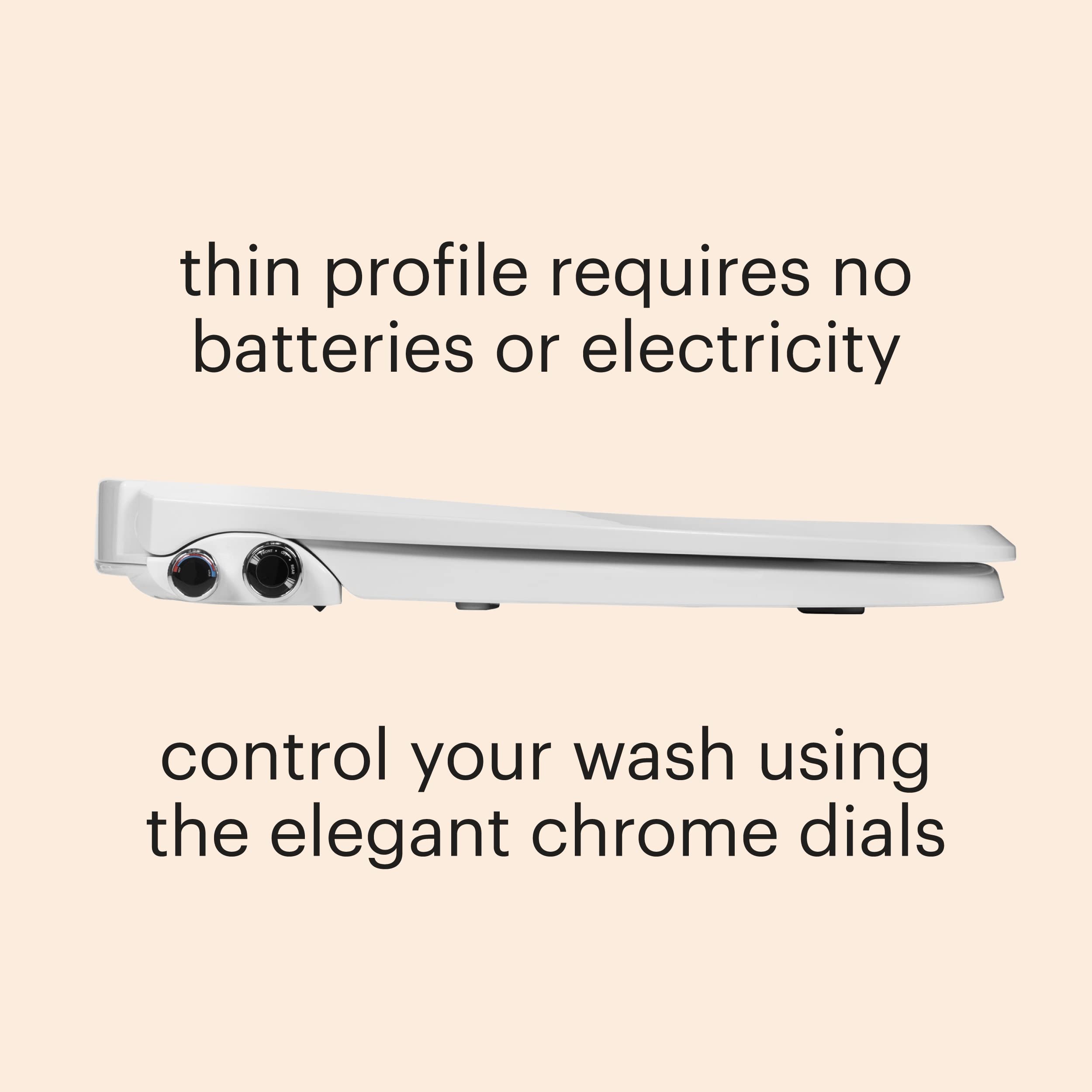 Brondell Swash Bidet Toilet Seat, Non-Electric, Dual Temperature, Fits Round Toilets, White β Dual Nozzle System β with Easy Installation