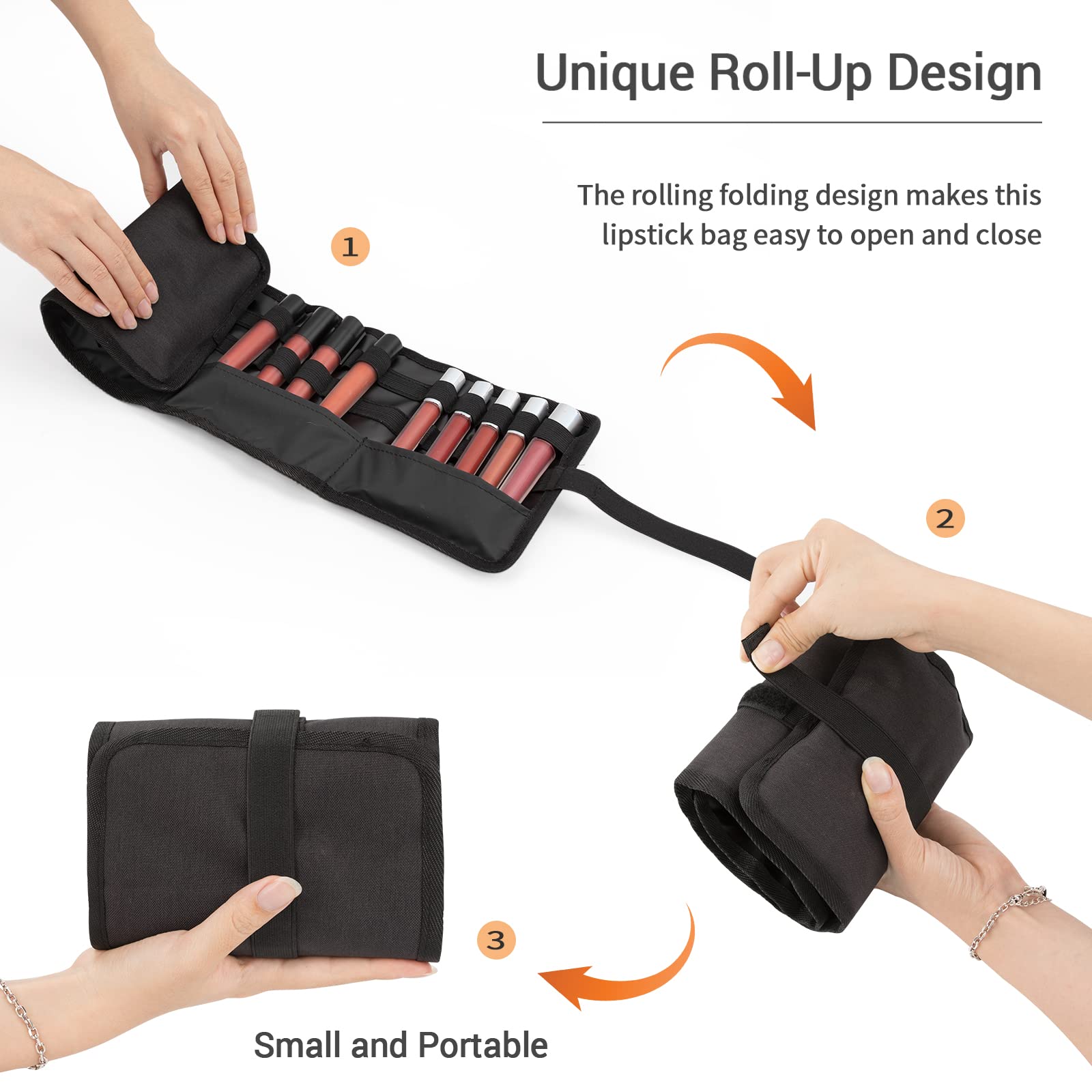 CUBETASTIC Lipstick Organizer - 20 Slots, Portable Lipstick Bag, Travel Lipstick Holder with Elastic Bands, Cosmetic Makeup Storage Bag for Liquid Lipstick Tube - Lipstick Not Included