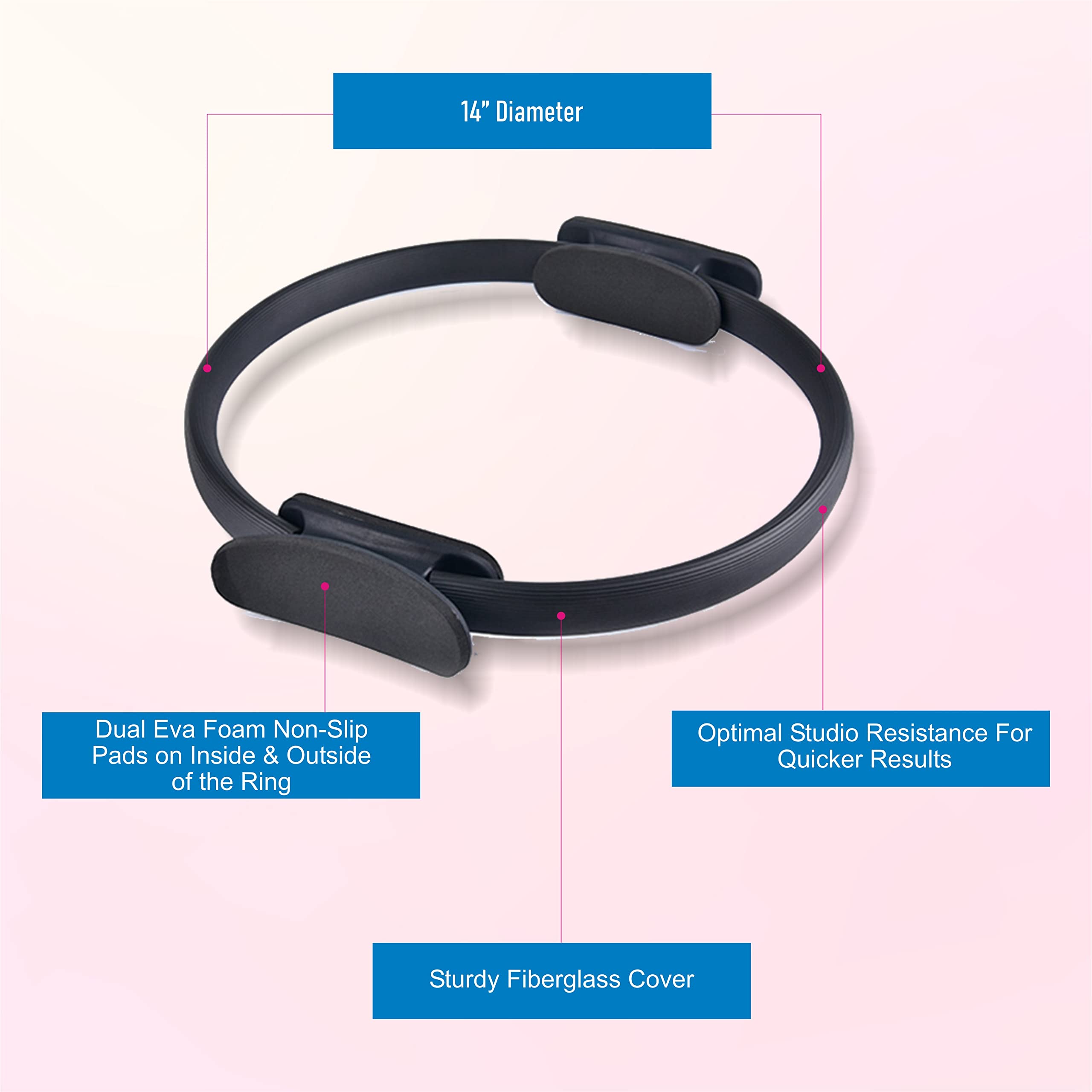 D.FAAM Pilates Ring and Ball Set with 3 Resistance Bands & Socks -14 Inch Pilates Ring Circle with Strap to Improve Strength and Core Stability - Pilates Sets for Women with Non-Slip Socks