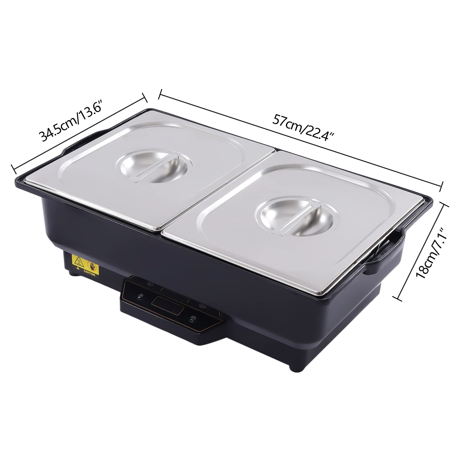 HAPPCUCOE Food Warmer with 2 Food Trays,9QT Electric Chafing Dish Buffet Warmers with Temperature Control 149-185℉, for Parties,Restaurant,500W