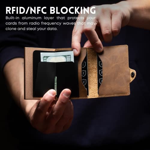 Xclusive Leather Slim Wallet with Smart Tracker | Utilitarian Smart Card Built-in 2 Year Battery & Minimalist Wallet with Money Clip | Blend of Luxury & Utility