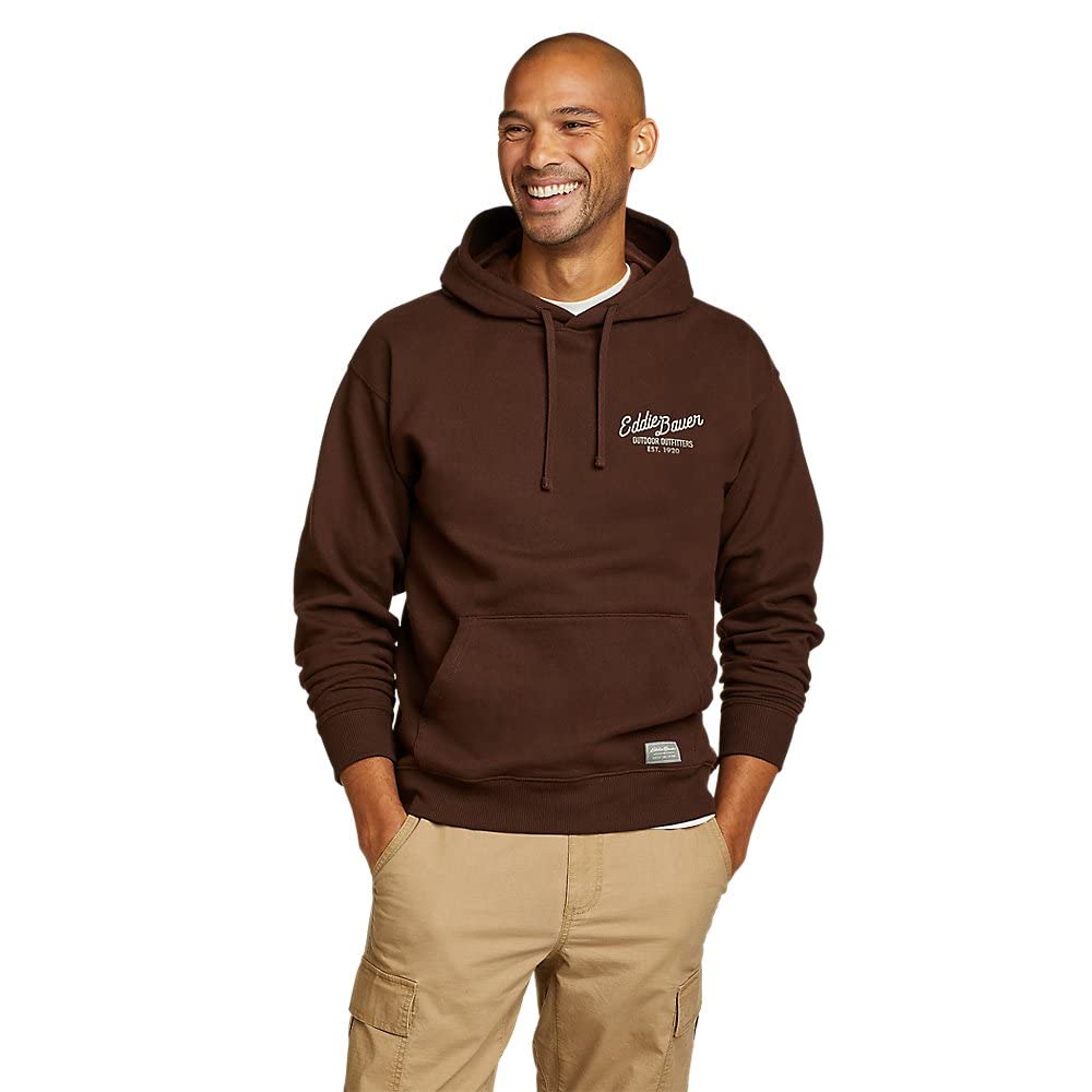 Eddie Bauer EB Signature Postcard Graphic Pullover Hooded Sweatshirt, Chocolate, X-Large