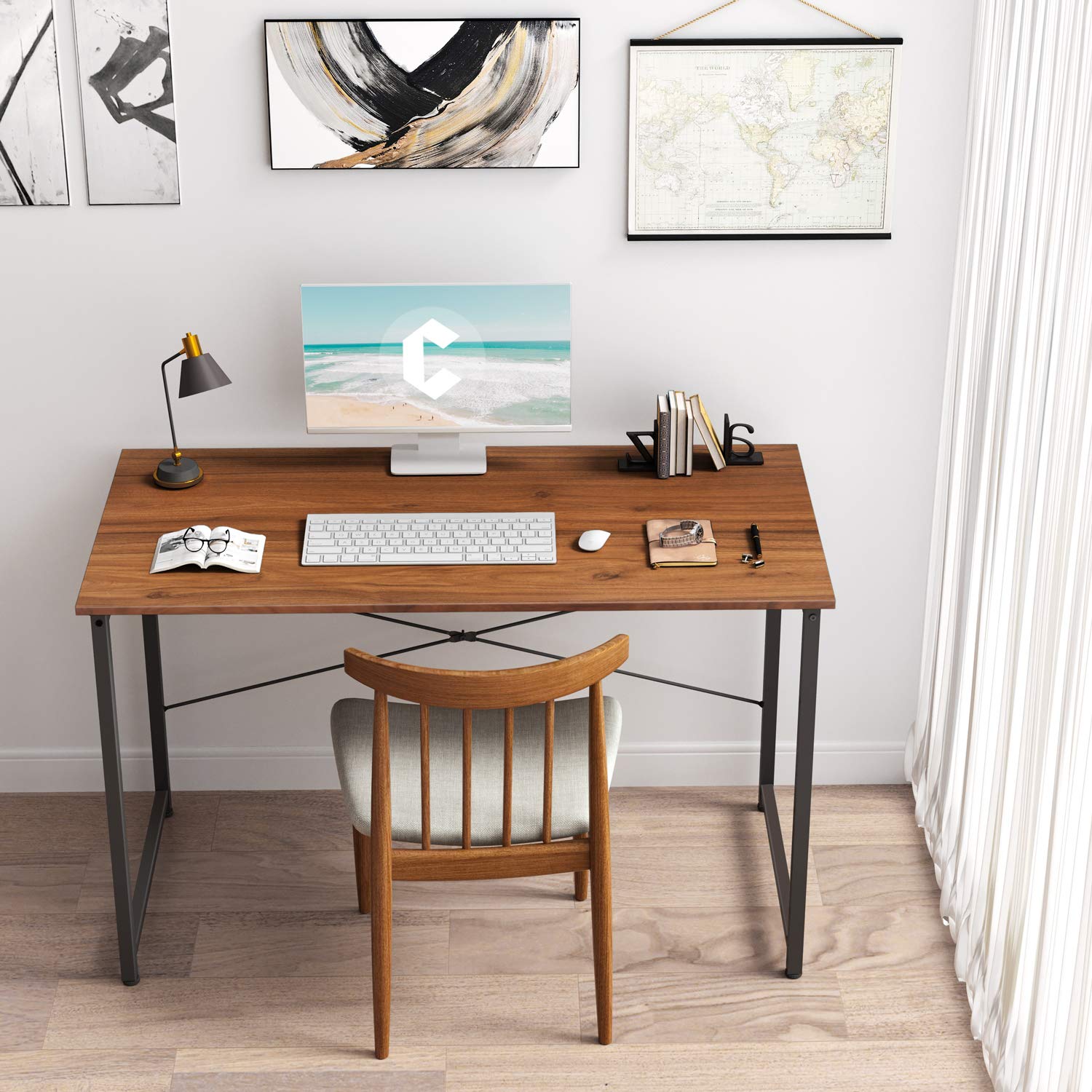 CubiCubi Computer Desk, 40 inch Home Office Desk, Modern Simple Style PC Table for Home, Office, Study, Writing, Walnut