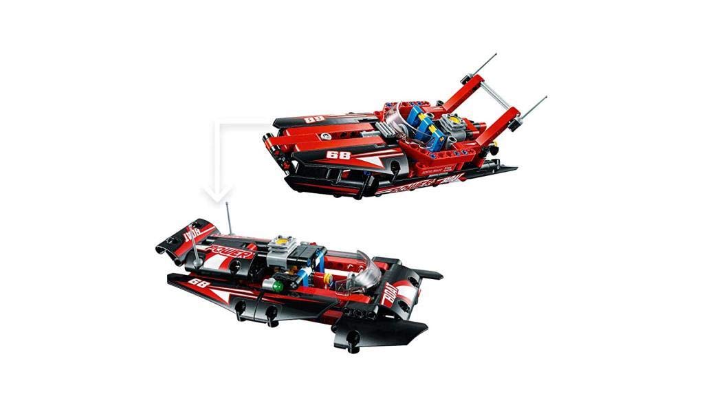 Power Boat Replica Building Set, 2 in 1 Model, Hydroplane Speedboat, Toy Boat Kits for Kids