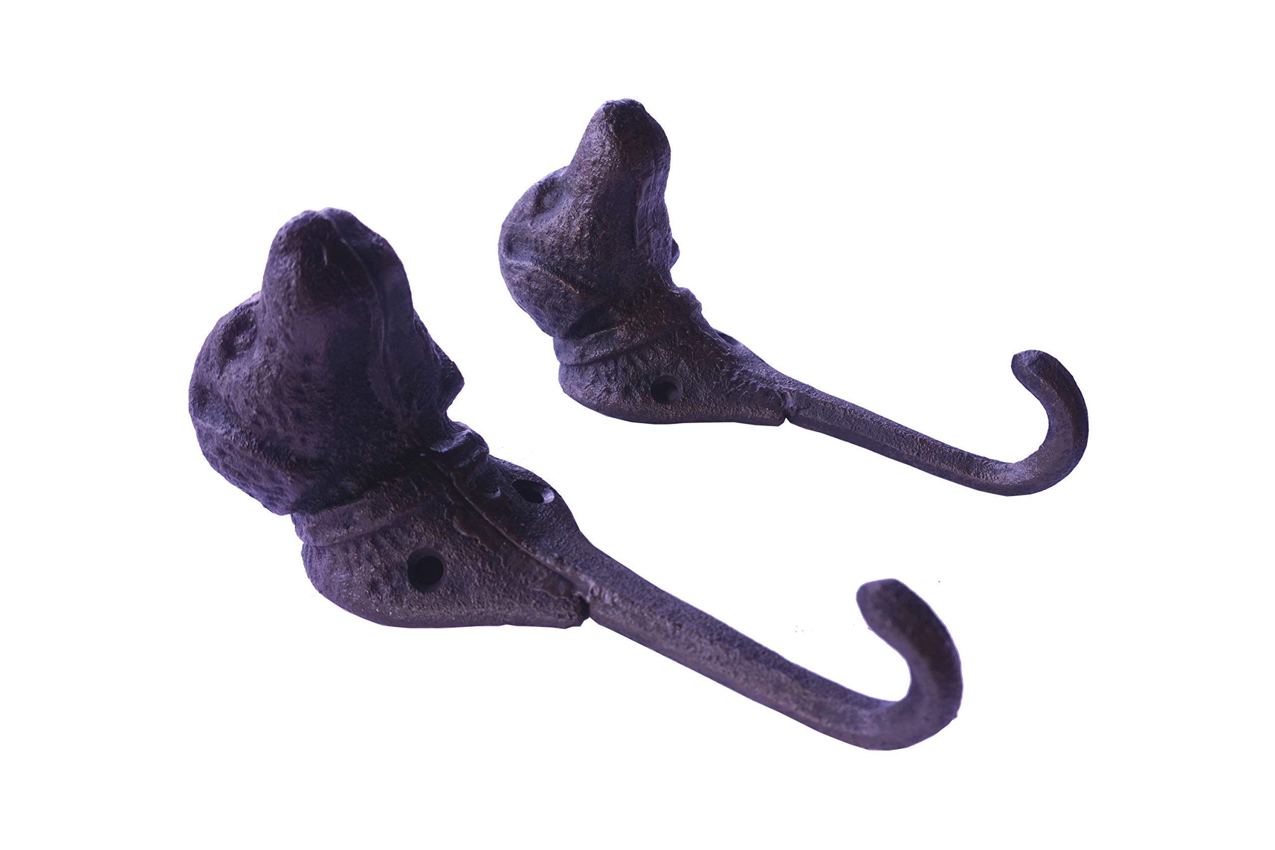 LuLu Decor, Cast Iron Dog Face Hooks, Set of 4 Hooks, Ready to Hang on Wall (4 pcs)