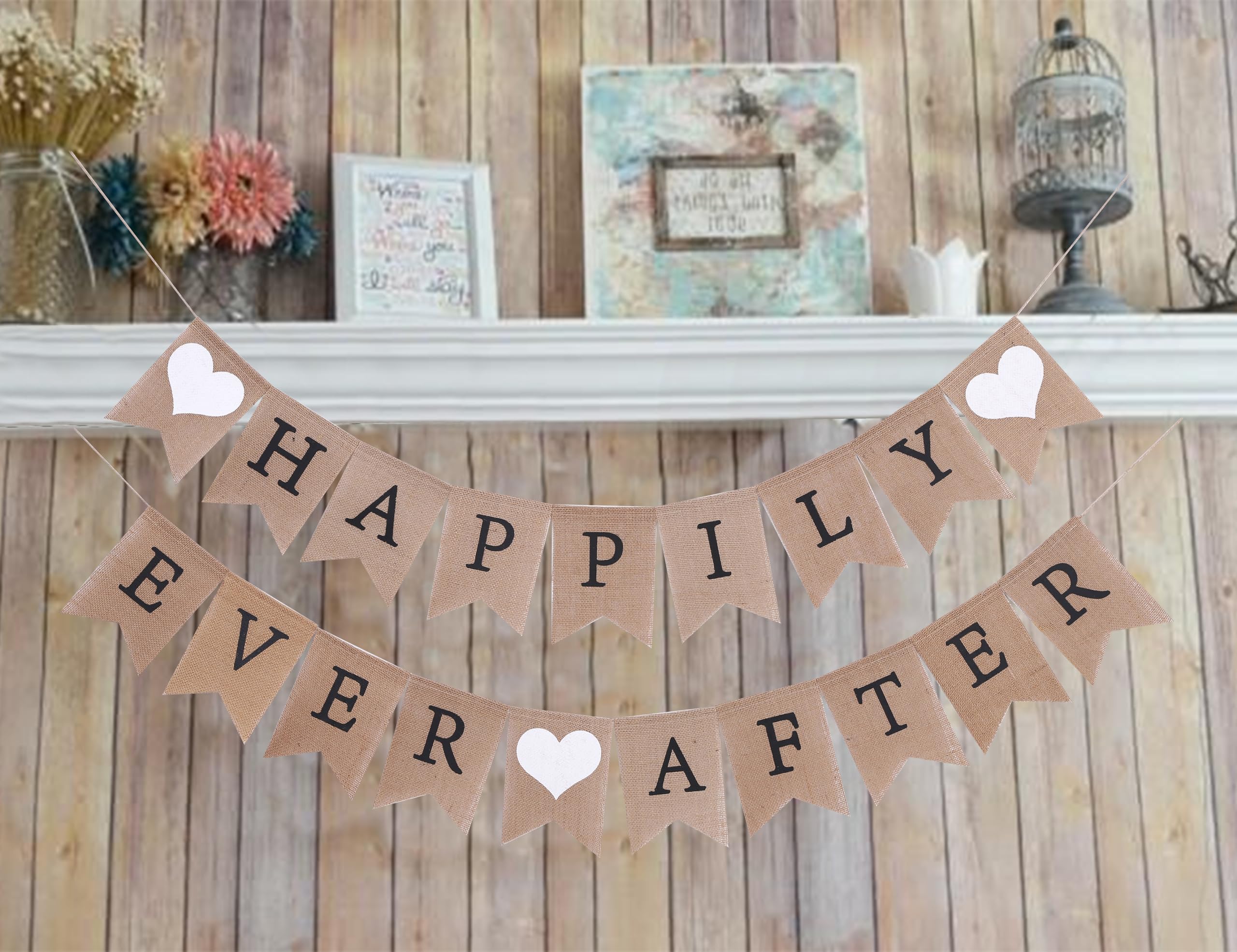 Happily Ever After Burlap Banner - Happily Ever After Bunting, Rustic Wedding Decor, Burlap Banner, Bridal Shower, Engagement, Just Married, Wedding Party Decorations, Rustic Country Bridal Shower