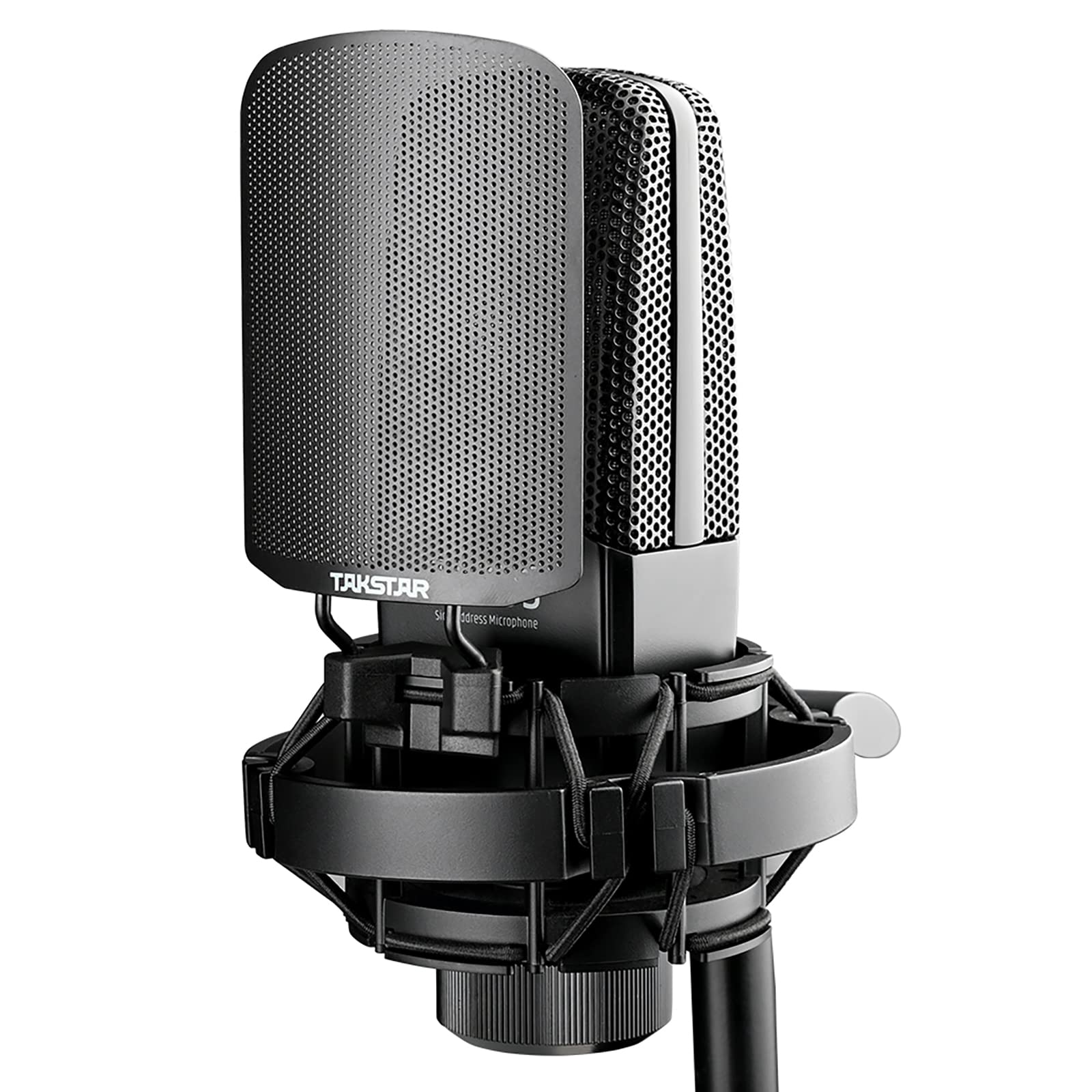 TAKSTAR XLR Condenser Microphone with 34mm Large Gold Plated Diaphragm, Singing Condenser Microphone with Shock Mount, and Windscreen for Studio Broadcasting Stage Performance Instrument Recording