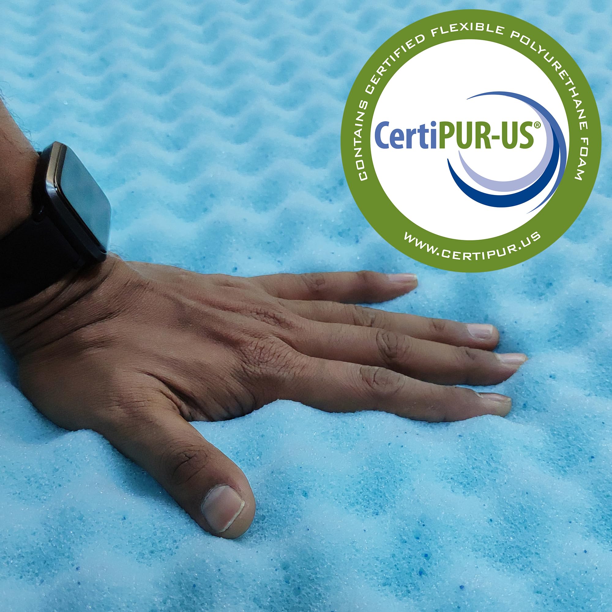 Greaton, 1-Inch Premium Convoluted Gel Memory Foam Toppers for Enhanced Comfort and Support, Full, Blue