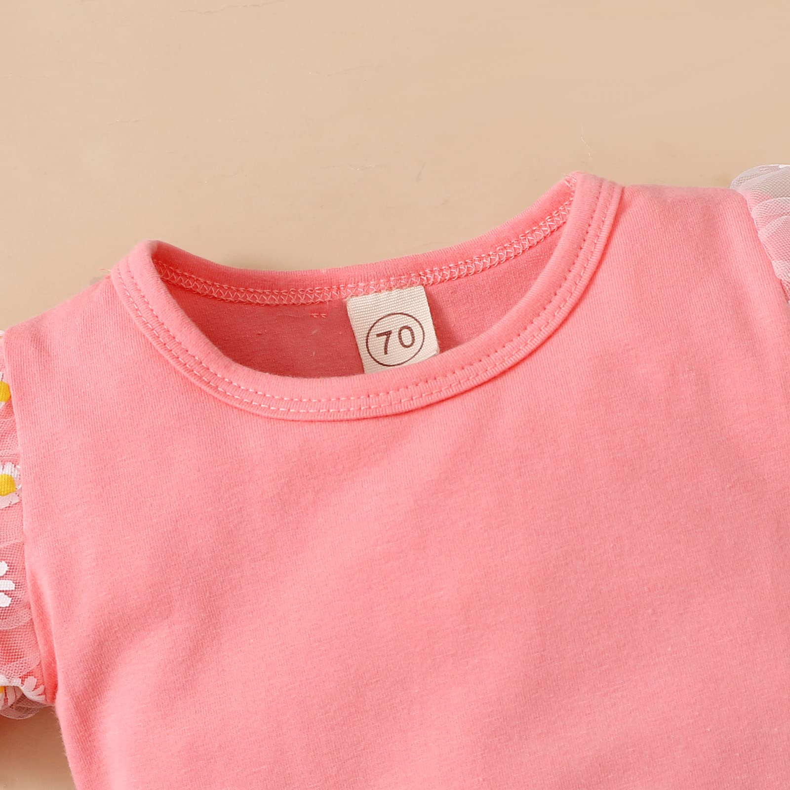 MIEKISA baby girls rompers flared pants suits headband free (Pink, 6-12 Months)