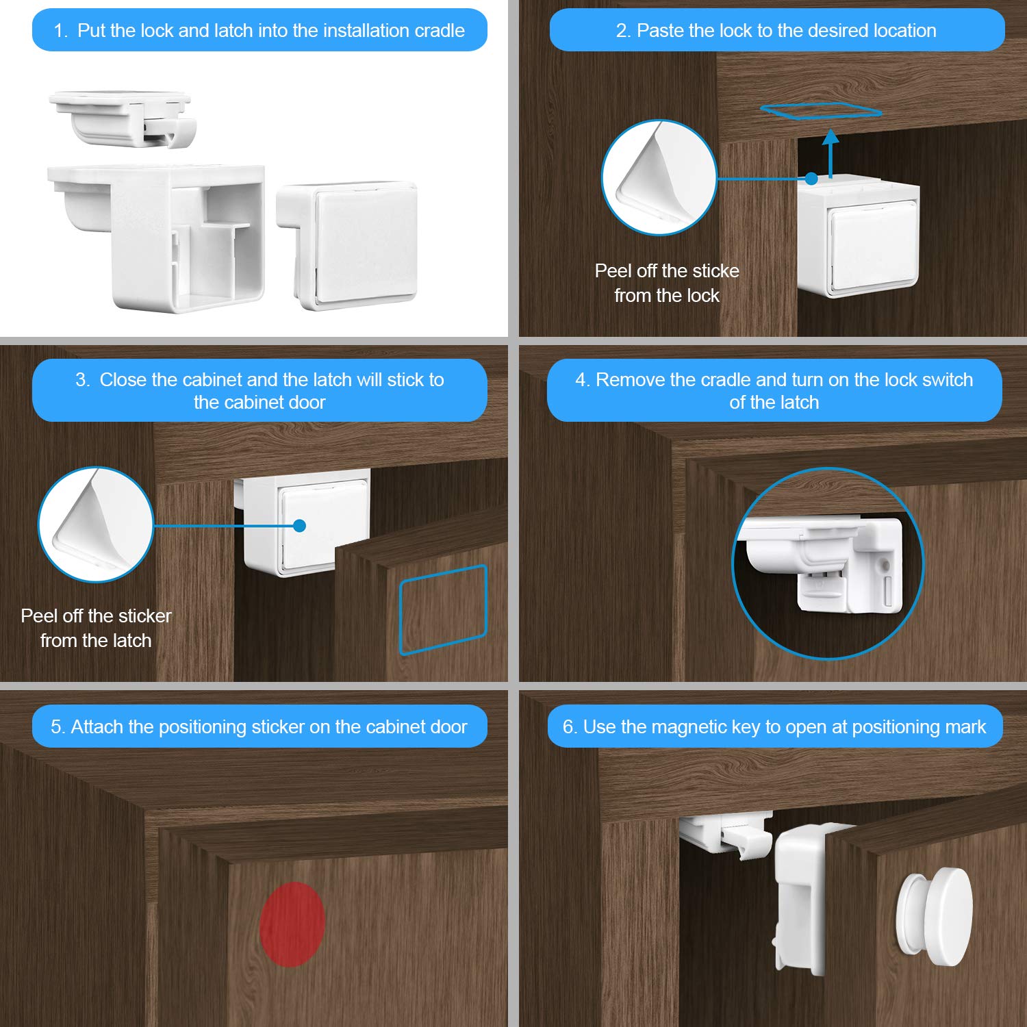 Cabinet Locks for Babies (12 Locks + 3 Keys) Double Key Design Child Locks for Cabinets with Extra Tape & Spare Screws Invisible Magnetic Cabinet Locks for Cabinets, Drawers, Cupboards