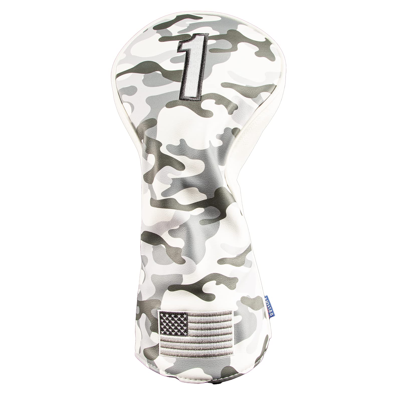 CMC Design Custom Snow Camo Embroidered Golf Driver Head Cover - Glove Soft Lining - Design Elements Include Applique and Embossing - Great Fit on Any Club as Golf Head Covers, Wood Driver Cover