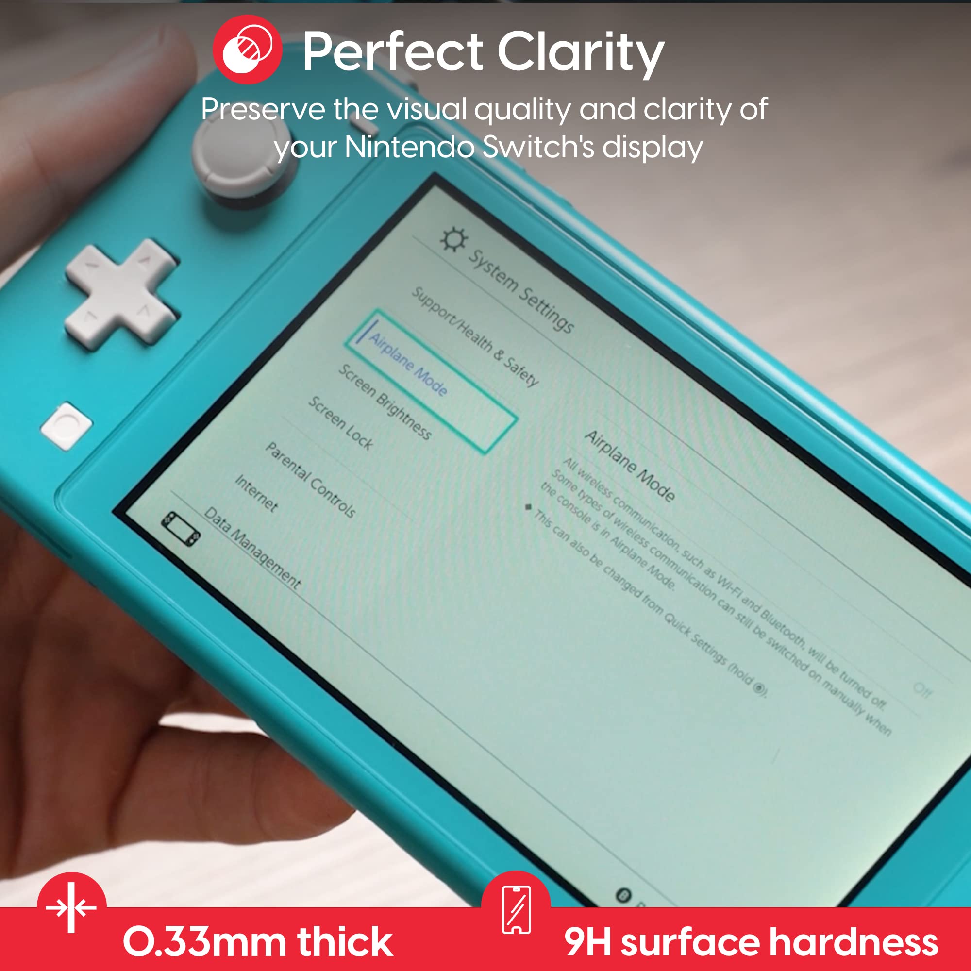 TALK WORKS Screen Protector Compatible with Nintendo Switch Lite - Scratch, Crack, and Shatter Resistant-Ultra-Thin HD Touchscreen Tempered Glass, See-Through Cover & Easy Installation (Pack of 3)