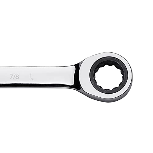 MAXPOWER 10PCS Ratcheting Combination Wrench Set, Professional Open and Box End Gear Spanners with Mirror Finish, Made with Forged and Heat-Treated Cr-V Steel, Include Roll-up Storage Pouch, SAE