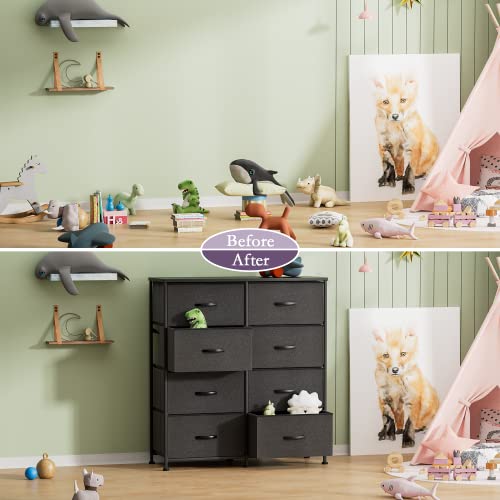 JUMMICO Tall Wide 8 Drawers Dresser for Bedroom, Dormitory (Black)