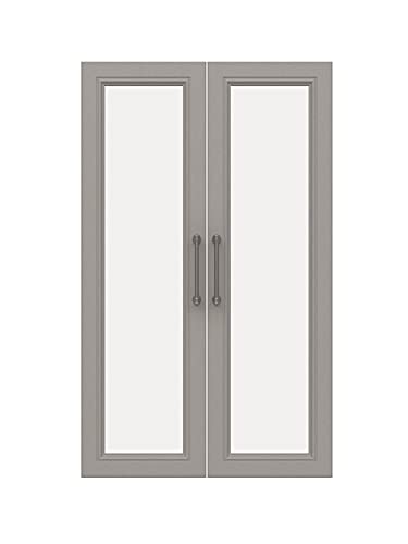 ClosetMaid Modular Storage Pair Set, 2 Glass Pane Doors, Wood Closet Organizer Shaker Style, Add On Accessory for Shelf Units, Taupe, Kit