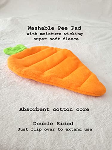 Guinea Pig Bed Mat Washable Pee Pad, Fleece Bedding for Rodent, Reusable Carrot Cage Liner for Rabbit, Hedgehog, Rat, Hamster or Small Animal