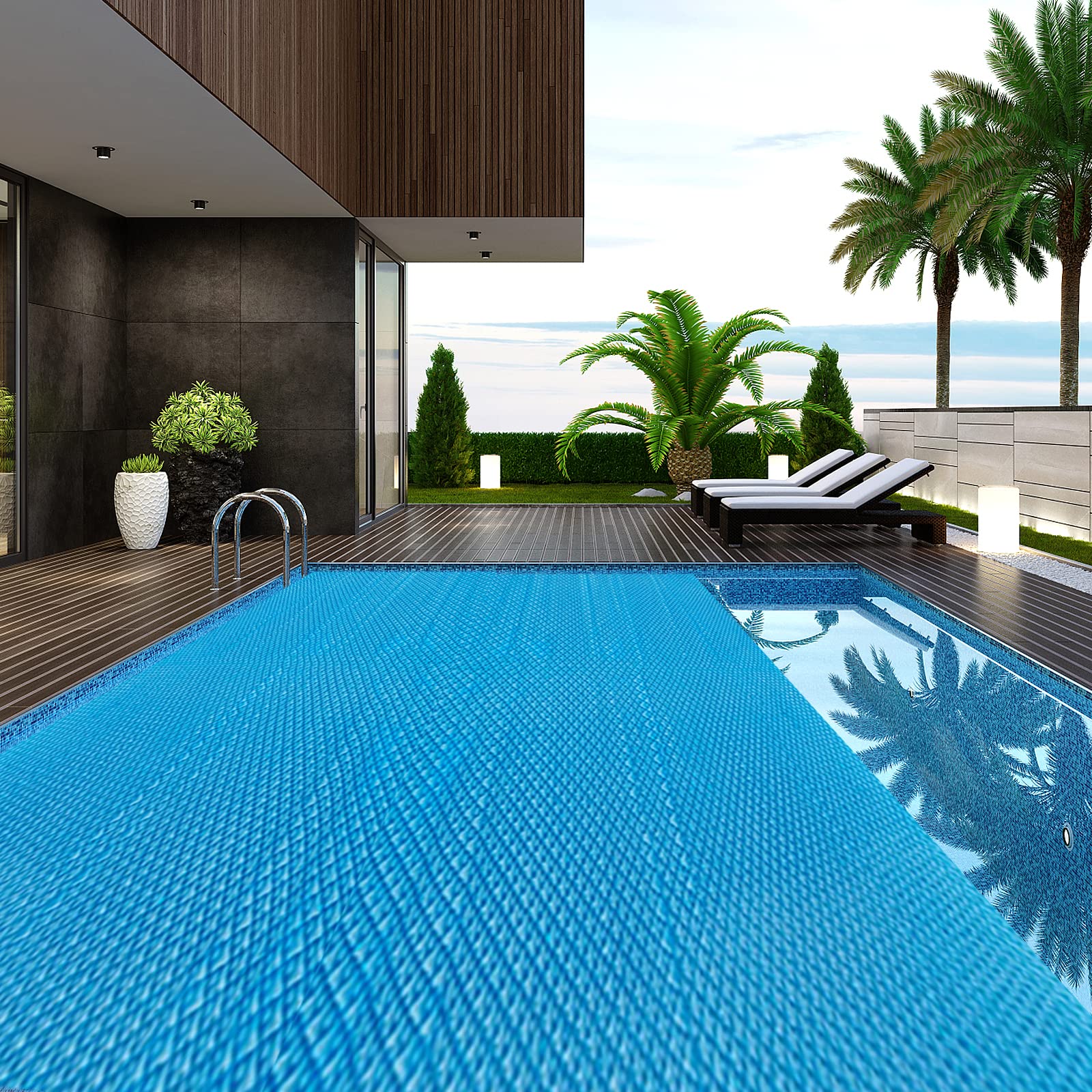 GYMAX Pool Cover, 16 FT x 32 FT 12-mil Solar Pool Cover with Carry Bag, Heat Retaining Rectangle Bubble Cover Floating Spa Blanket for Tub, In-Ground & Above Ground Swimming Pools (Blue)
