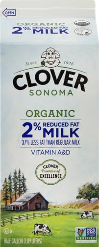 Clover Sonoma, Organic 2% Reduced Fat Half Milk, Half Gallon, 64 oz