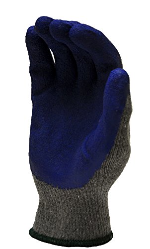 G & F 1511L-DZ Rubber Latex Coated Work Gloves for Construction, Blue, Crinkle Pattern, Men's Large (Sold by dozen, 12 Pairs)