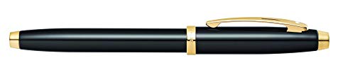 Sheaffer 100 - Refillable fountain pen, fine nib, glossy black lacquer finish, gold tone trim