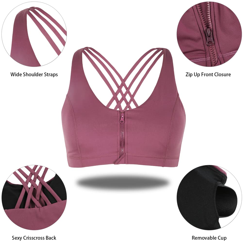 coastal rose Strappy Sports Bra for Women Workout Tank Top Medium Support Yoga Bra US M Deco Rose