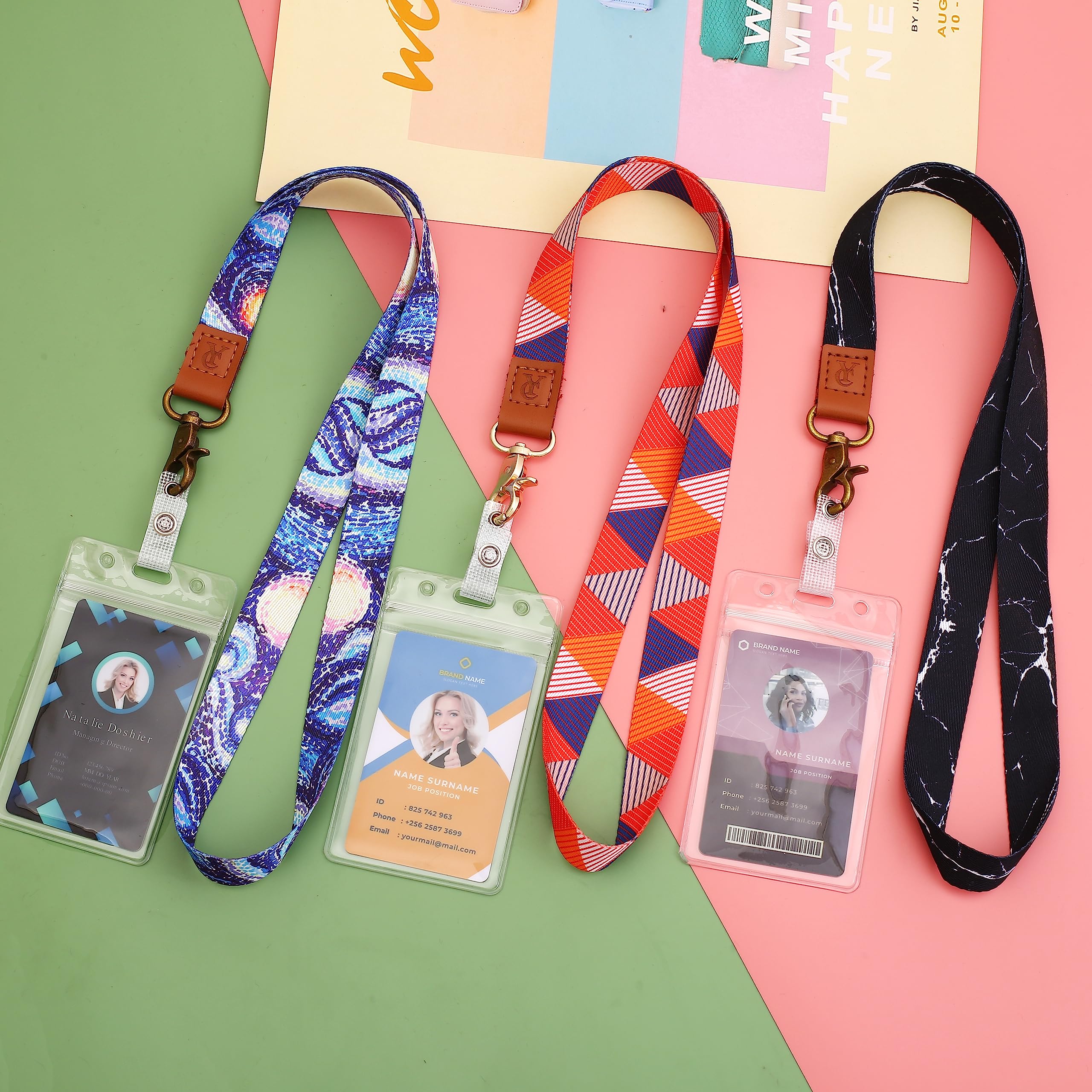 COOKOOKY Lanyard with id Holder Cute lanyards for Women Men Neck Lanyard for Keys id Badge Holder (Black marble)