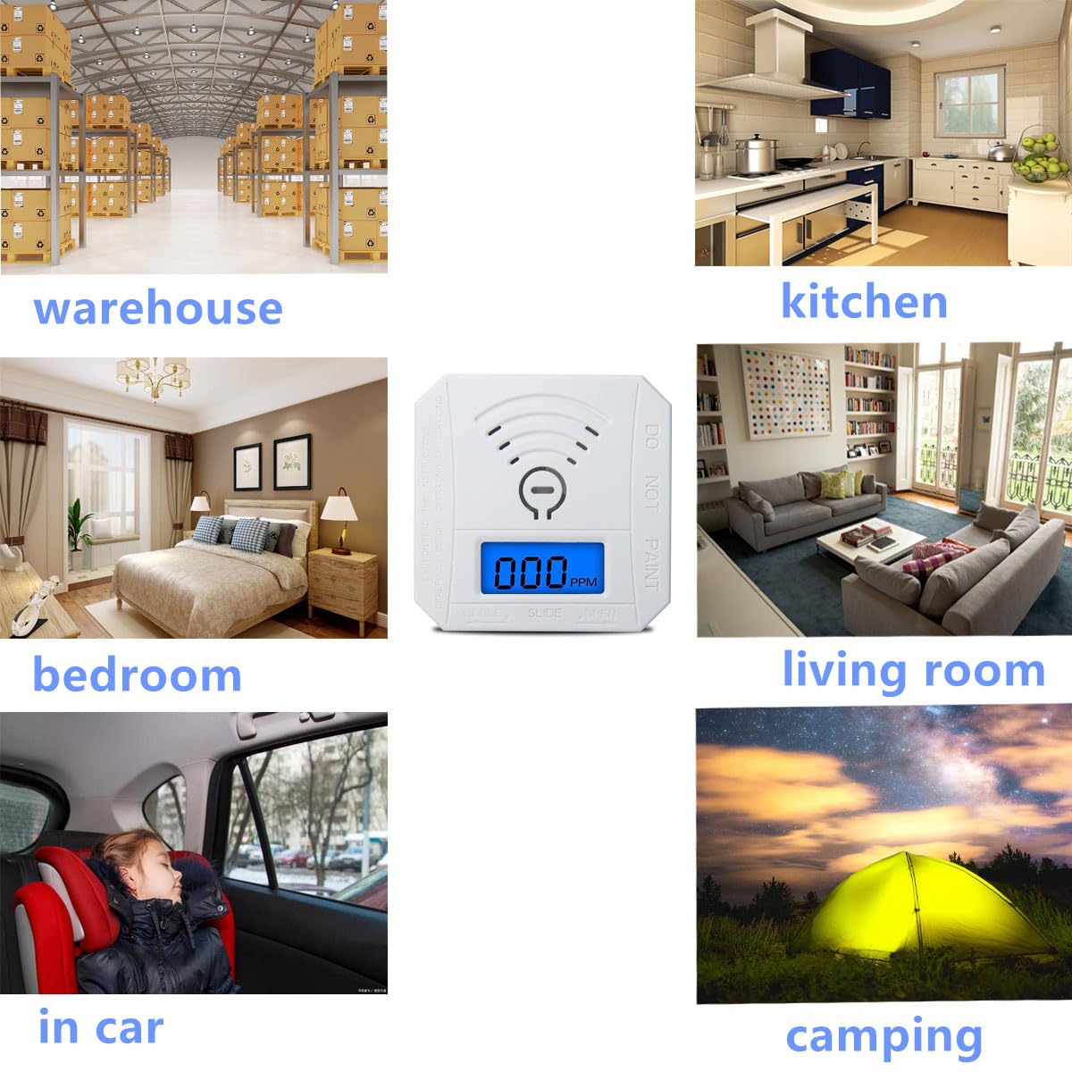 COOKSS Carbon Monoxide Detector 2 Pack,CO Gas Monitor Alarm with LCD Digital Display and Sound Warning,Battery Powered High Accuracy CO Alarm for Home,Office,Warehouse